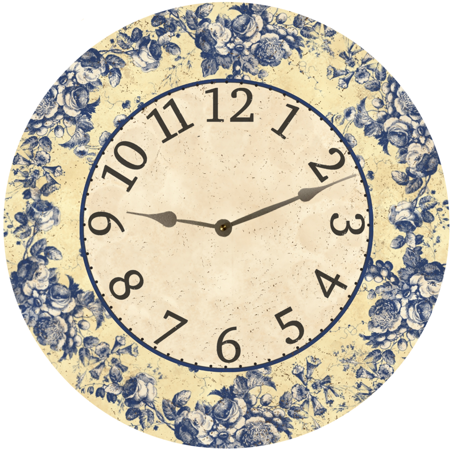 Floral Clock- Blue Floral Toile Clock | Time Flies Clocks
