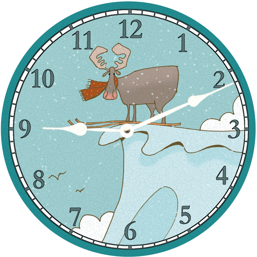 Ski Moose Clock- Moose Wall Clock- Ski Clock | Time Flies Clocks
