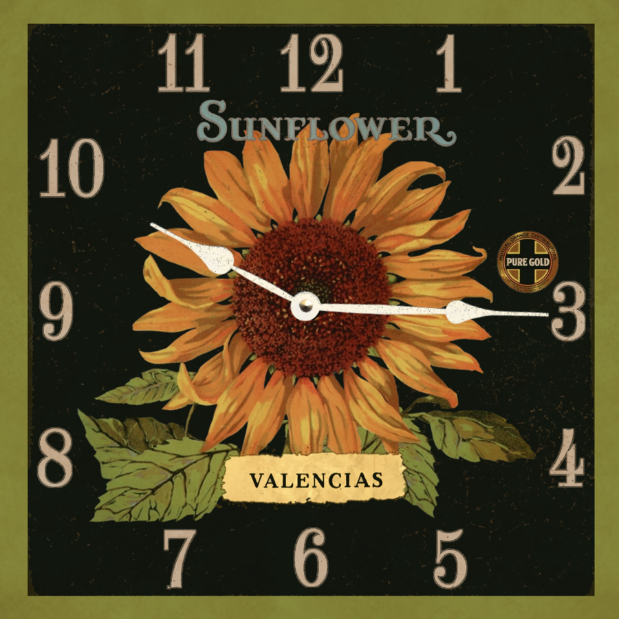 Sunflower Clock- Square Sunflower Desk Clock | Time Flies Clocks