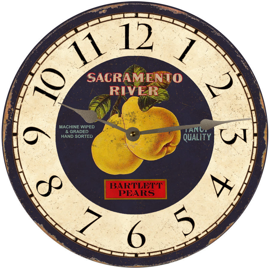 Rustic Vintage Pear Kitchen Clock | Time Flies Clocks