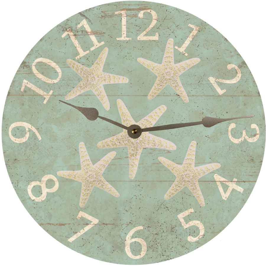Starfish Clock-Seafoam Colored Rustic Beach Clock | Time Flies Clocks