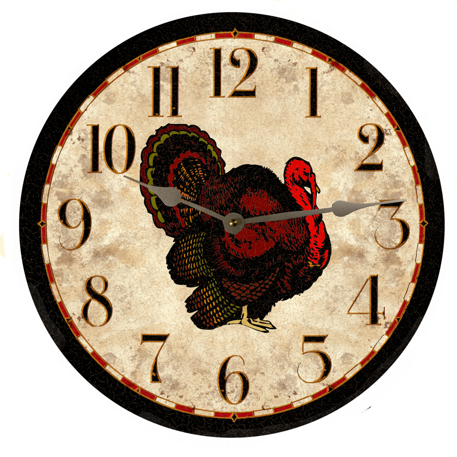 Thanksgiving Clock- Turkey Clock- Fall Wall Clock | Time Flies Clocks