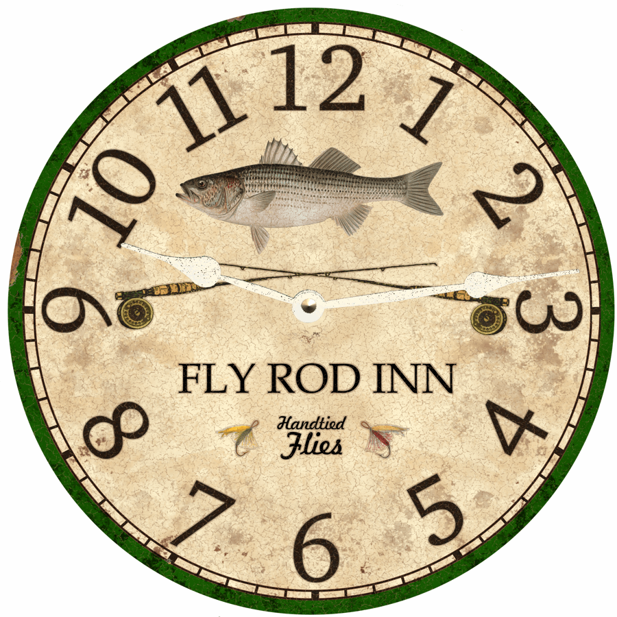 Bass Clock- Fly Rod Inn Fishing Clock | Time Flies Clocks