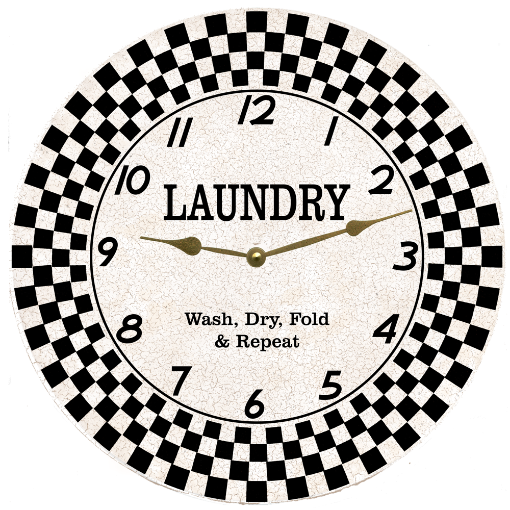 Personalized Laundry Clock- Classic Retro Laundry Clock | Time Flies Clocks