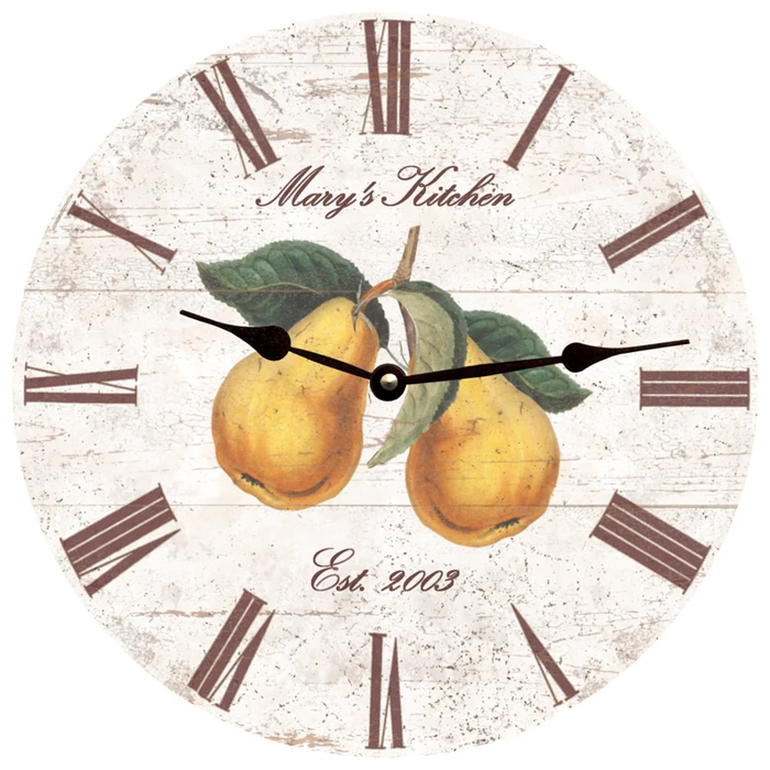 Personalized Pear Kitchen Clock | Time Flies Clocks