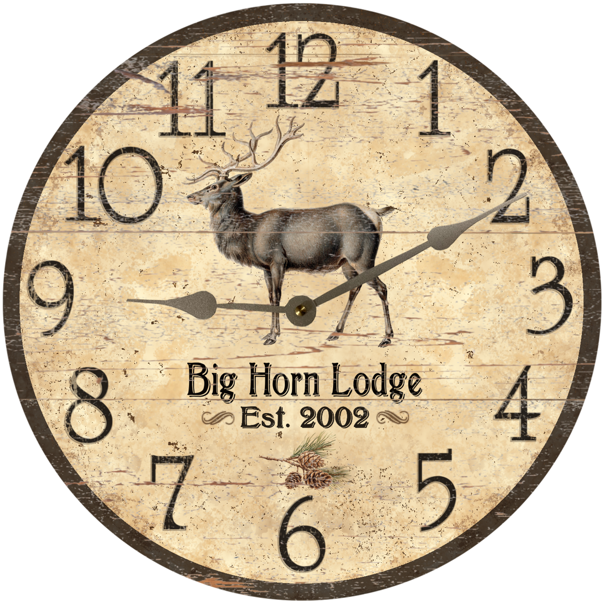 Personalized Elk Cabin Wall Clock – Time Flies Clocks