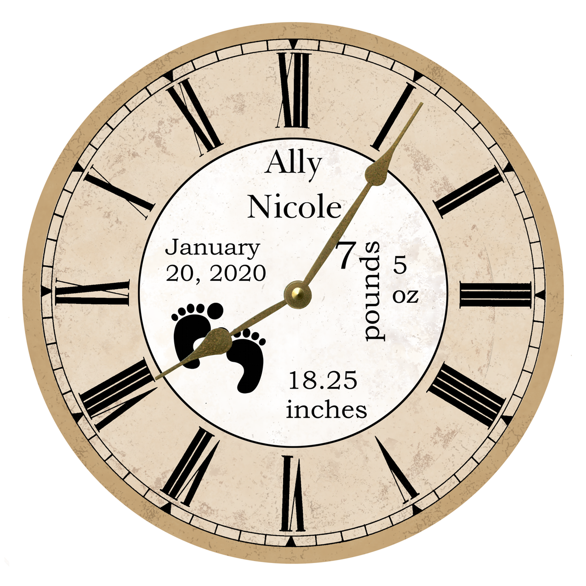 Unique Baby Announcement Clock – Custom Birth Details | Time Flies Clocks