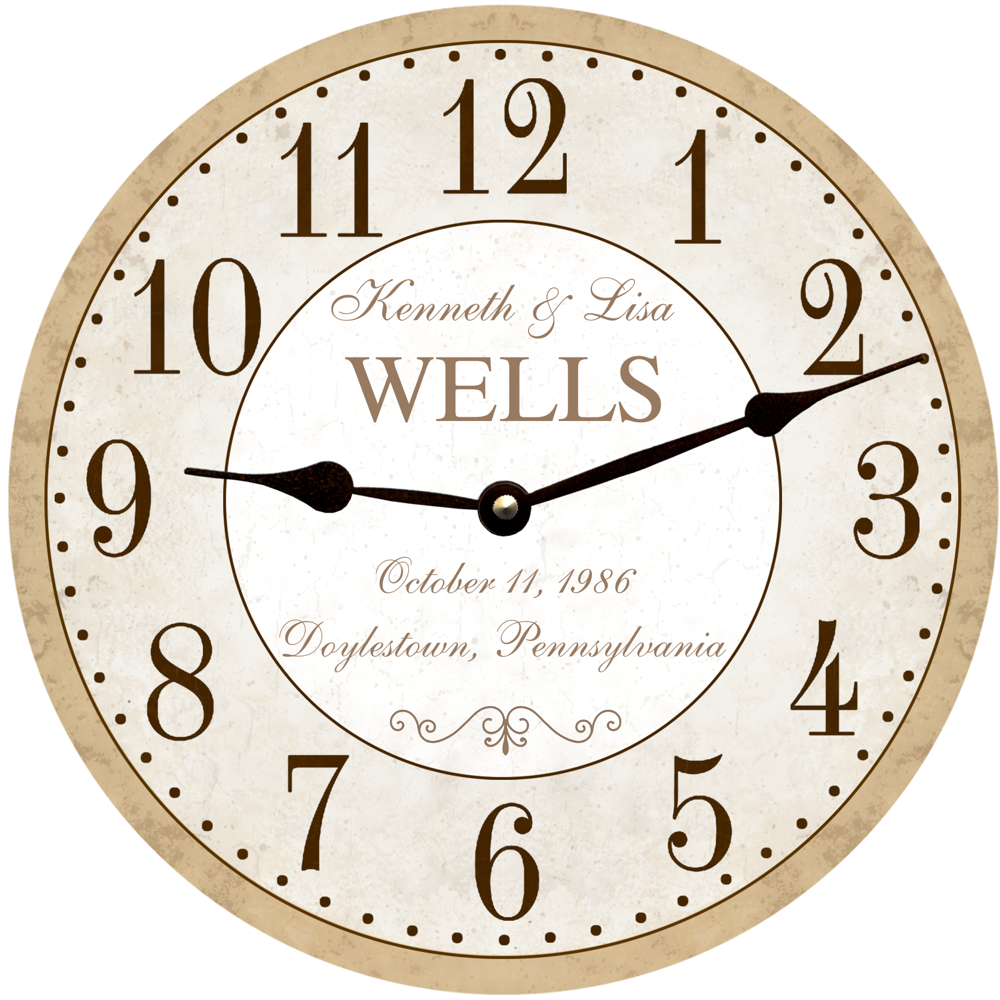 Personalized Wedding Clock – Custom Names & Date – Time Flies Clocks