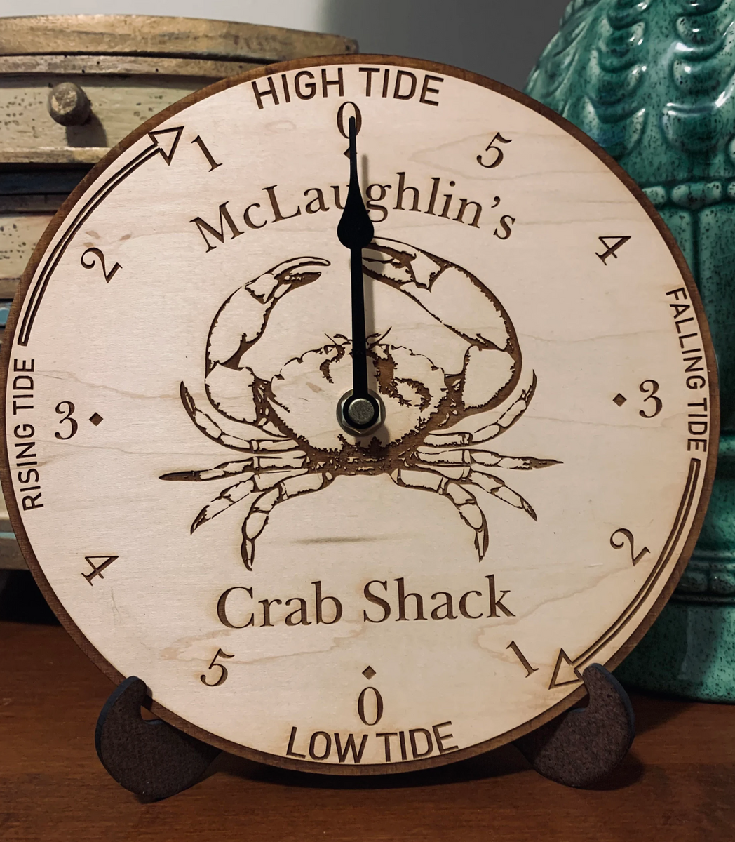 Crab Tide Clock- Personalized Tide Clock- Wooden Engraved Clock | Time ...