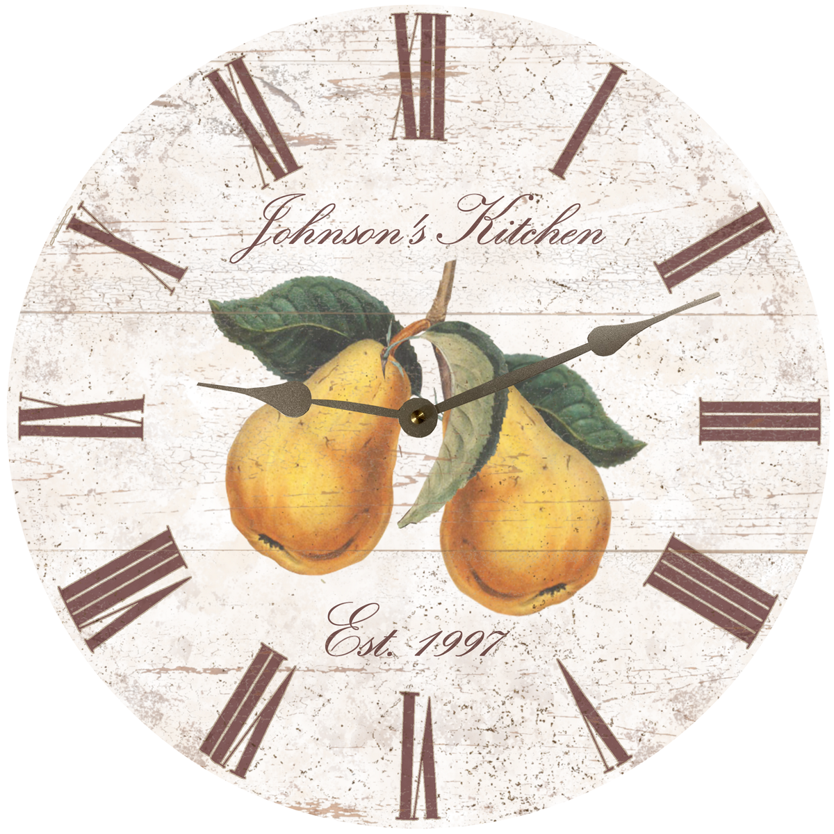 Personalized Pear Kitchen Clock | Time Flies Clocks