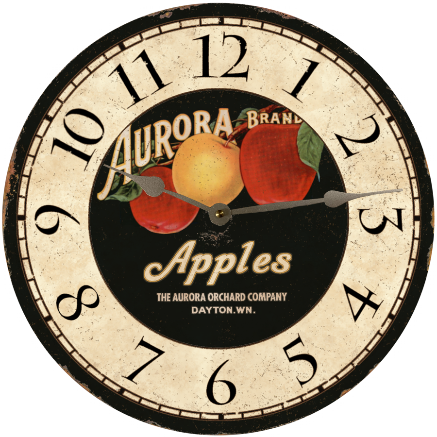 Vintage Apple Kitchen Clock- Rustic Wall Clock | Time Flies Clocks