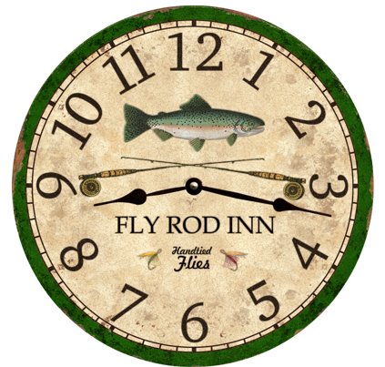Fly Rod Fisherman's Clock- Rainbow Trout Wall Clock | Time Flies Clocks