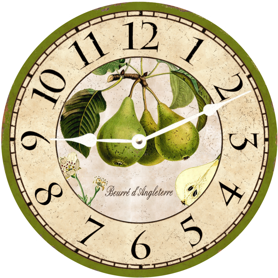 French Pears Clock- Green Pears Kitchen Clock | Time Flies Clocks