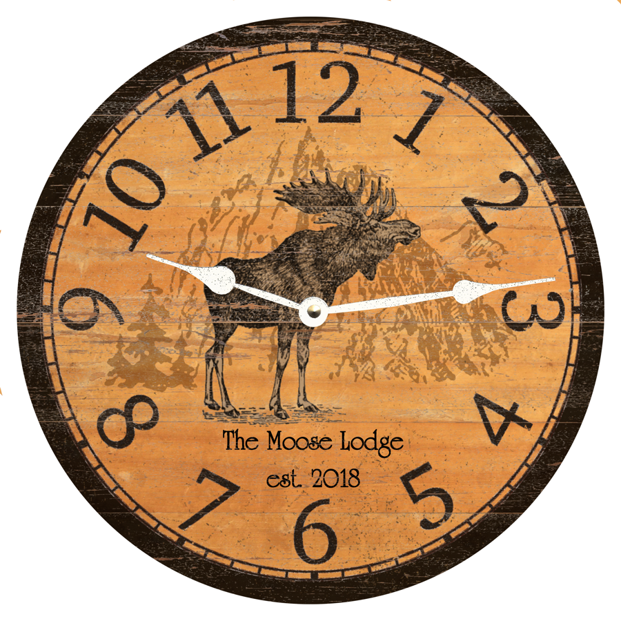 Personalized Moose Wall Clock- Cabin Clock-Lodge Clock | Time Flies Clocks