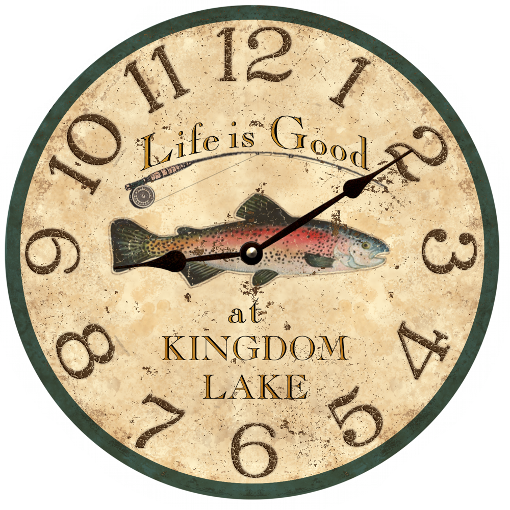 Personalized Trout Fishing Clock | Time Flies Clocks