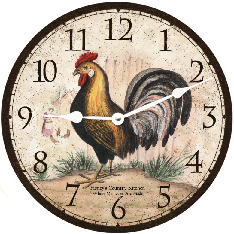 Personalized Rustic Rooster Clock- Personalized Rooster Clock | Time ...