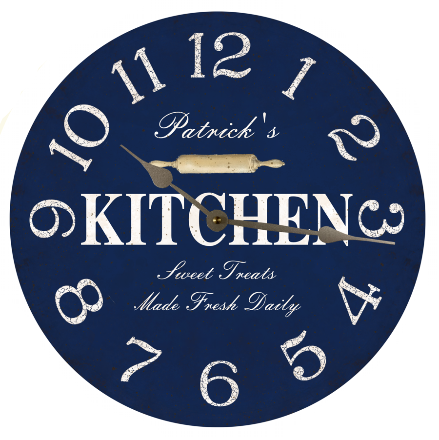 Personalized Blue Kitchen Clock-Blue Wall Clock | Time Flies Clocks