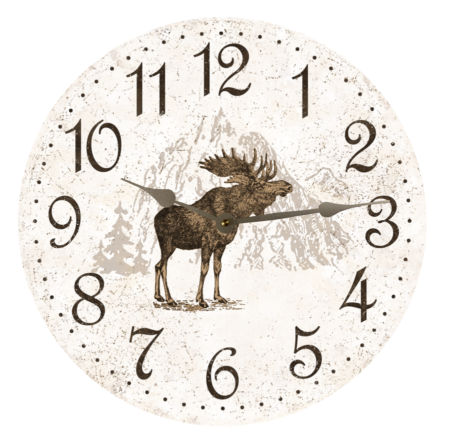 White Moose Clock- Cabin Clock- Moose Clock | Time Flies Clocks